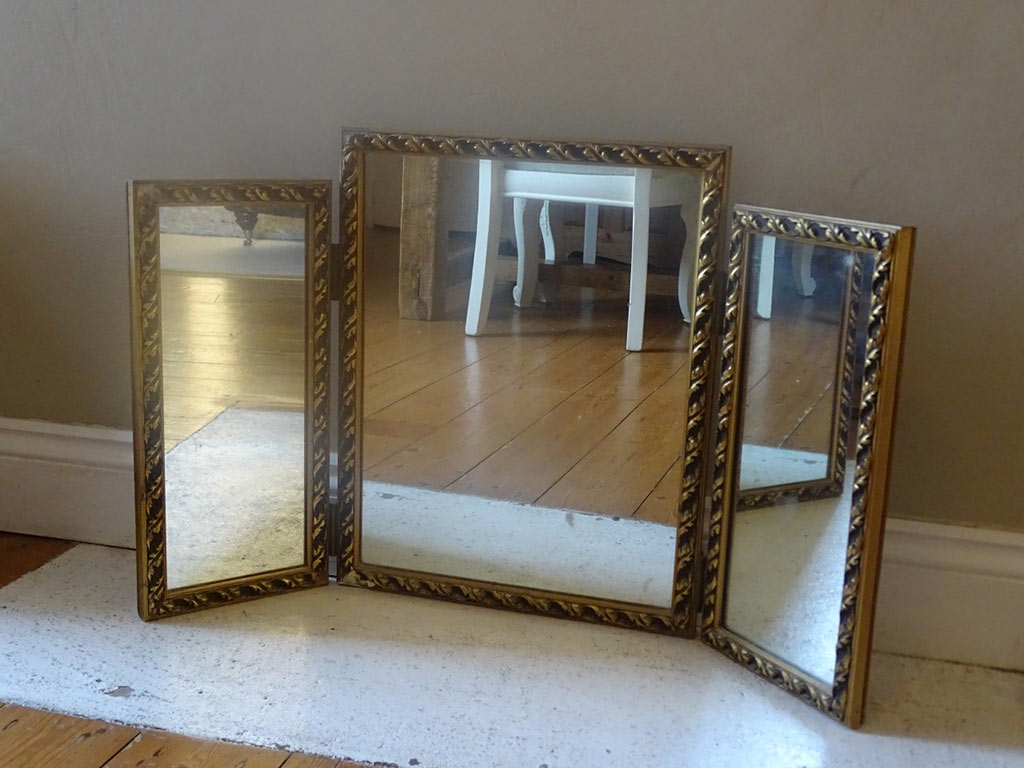 Antique Gilded Triple Dressing Table Mirror